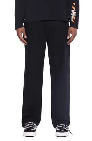 L/AB C/O OFF-WHITE Piped Straight Leg Jeans - Black