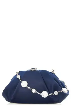 Judith Leiber Gemma Satin Clutch - Silver Navy