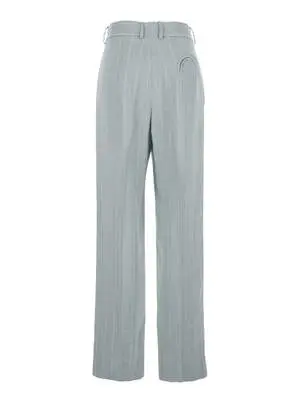 BLAZÉ MILANO Light Blue Trousers With Striped Motif In Viscose