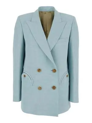 BLAZÉ MILANO Blaze Milano Women Light Blue Jacket With Peak Lapels In Silk Blend Woman