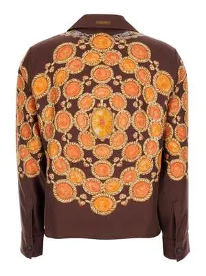 Versace Shirt 'printed Shirt Look 62' Brown With Printed Silk Motif For - Multicolor