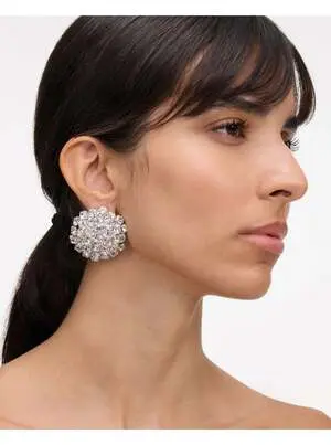 SELF-PORTRAIT Silver Color All-over Crystal Decoration Earrings For - Multicolor