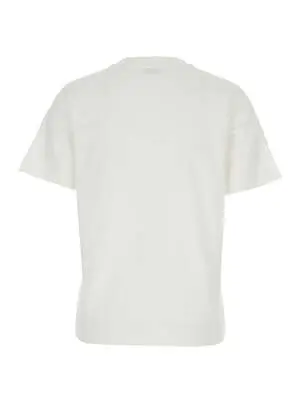 Burberry White Crew Neck T-shirt With Logo Lettering On The Front In Cotton For - Multicolor