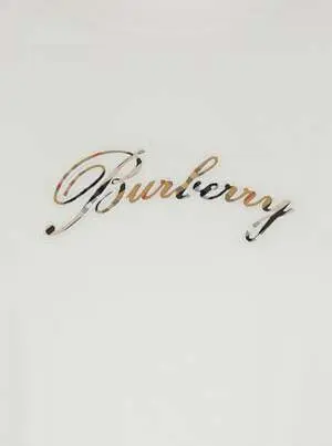 Burberry White Crew Neck T-shirt With Logo Lettering On The Front In Cotton For - Multicolor