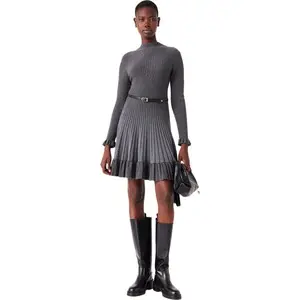 Maje Short Gradient Knit Dress - Grey