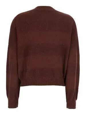 Brunello Cucinelli Brown Crewneck Sweater With Net Knit In Cotton Blend For - Multicolor