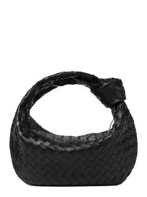 Bottega Veneta Shoulder Bag 'jodie' Small With Knot Detail And Intreccio Motif - Black