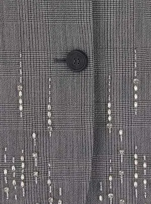 GOLDEN GOOSE Grey Single-breasted Jacket With Notched Revers And Check Motif All-over In Virgin Wool For - Multicolor