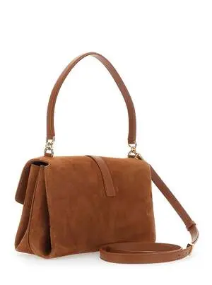 FERRAGAMO Brown Crossbody Bag With Adjustable And Removable Strap And Closure With Gancini Plaque In Suede For - Multicolor