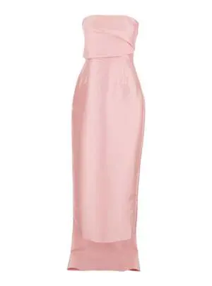 Solace London Kiki Midaxi Dress Pink Long Dress With V-neck And Pleated Details In Polyester