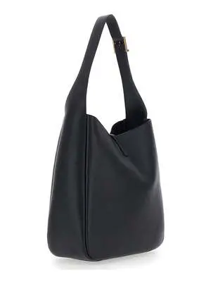 Saint Laurent Le 5 À 7' Shoulder Bag With Claw Cassandre Closure And Adjustable Strap In Hammered Leather - Black