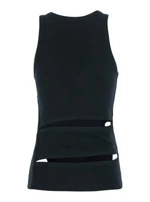 Coperni Sleeveless Top With Spiral Cut-out Design And Logo Embroidery On The Front In Black Cotton For - Multicolor