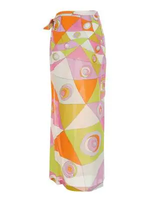 Emilio Pucci Sarong Skirt With All-over Geometric Print In Cotton For - Multicolor