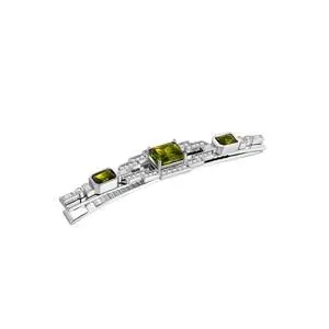 RETRO CHIC Silver / Green Hope Corner Clip