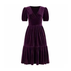 YUMI Velvet Midi Dress