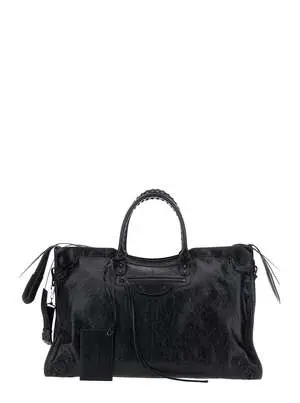 Balenciaga Balenciaga Men 'Le City Travel' Black Handbag With Adjustable And Removable Shoulder Strap And Front Zip Pocket In Leather For Men Multicolor