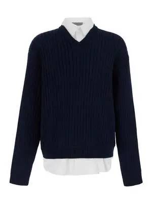 Balenciaga Cotton Hybrid Ribs Shirt Knit - Multicolor