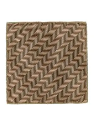 Brunello Cucinelli Beige Pocket Square With Chevron Motif And Geometric Print In Silk For - Multicolor