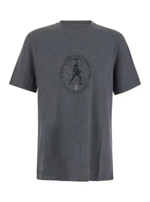 Brunello Cucinelli Grey T-shirt With Printed Logo On The Front In Cotton For