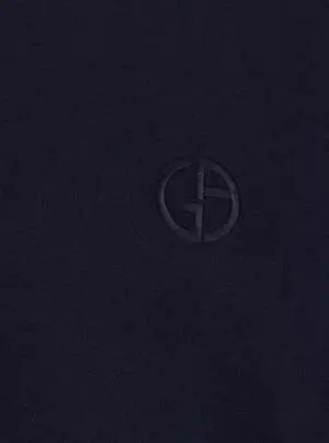 Giorgio Armani Sweatshirt With Embroidered Logo And Side Pockets In Blue For