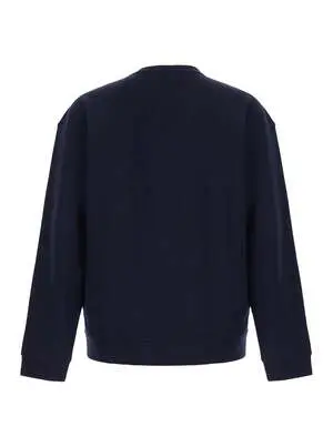 Giorgio Armani Blue Sweatshirt With Embroidered Logo On The Chest In Cotton