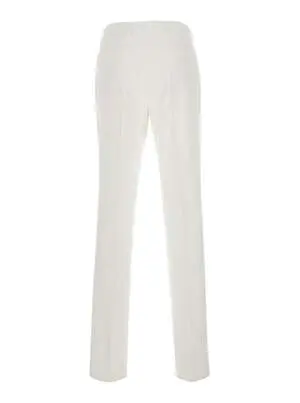 Brunello Cucinelli White Trousers With Front Pleat In Cotton For - Multicolor