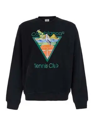 Casablanca Black Crewneck Sweatshirt With Logo Print On The Front In Cotton For - Multicolor