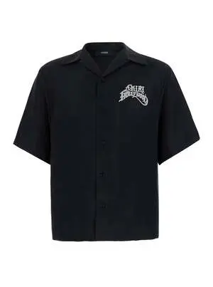 Amiri Black Shirt With Logo On The Front And Back In Fabric For - Multicolor