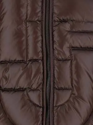 Casablanca Brown Down Jacket With High Collar And Monogram Design In Tech Fabric