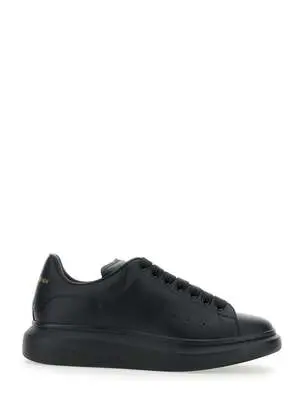 Alexander McQueen Oversize Sneakers With Logo Lettering On The Heel In Leather For - Black