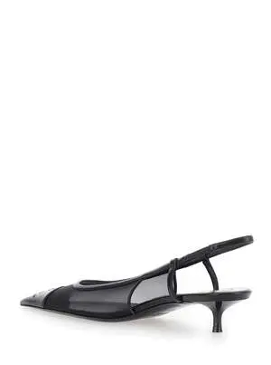 Saint Laurent Gaspar' Black Pointed Pumps With Elastic Strap In Leather For - Multicolor