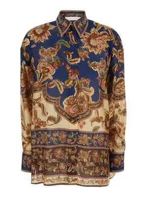 Zimmermann Aster' Shirt With Classic Collar And All-over Print In Silk For - Multicolor