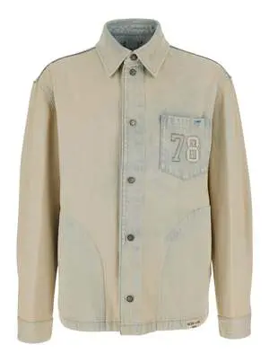 GOLDEN GOOSE Light Blue Jacket With Classic Collar And Vintage Effect In Denim For - Multicolor