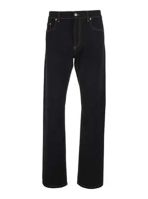 Versace Black Jeans With Five-pocket Design And Logo Patch On The Back In Denim For - Multicolor