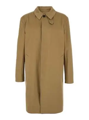 Saint Laurent Beige Trench With Hidden Button Closure In Cotton - Multicolor