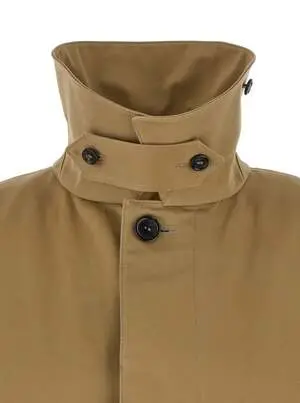 Saint Laurent Beige Trench With Hidden Button Closure In Cotton - Multicolor