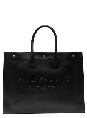 Saint Laurent Rive Gauche Large Tote Bag In Smooth Leather - Black