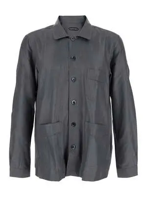 TOM FORD Grey Shirt With Chest Pocket In Silk - Multicolor