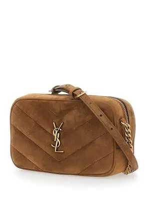 Saint Laurent Crossbody Bag With Adjustable Shoulder Strap And Cassandre Plaque On The Front In Suede