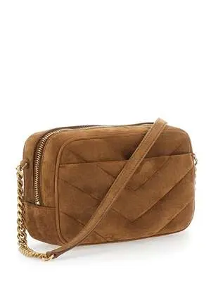 Saint Laurent Crossbody Bag With Adjustable Shoulder Strap And Cassandre Plaque On The Front In Suede