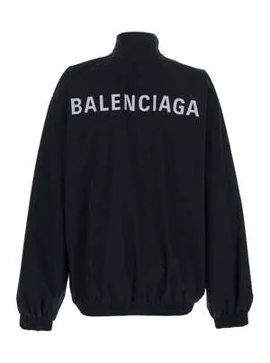 Balenciaga Black High Neck Sweatshirt With Logo Lettering On Front And Rear In Tech Fabric - Multicolor