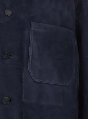 Givenchy Blue Jacket With Classic Collar And Suede Front Pockets For