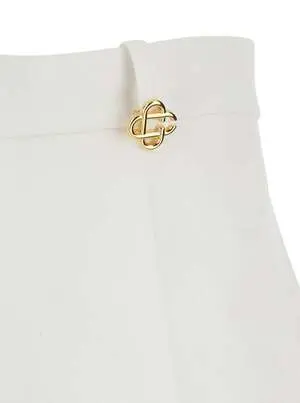 Casablanca White Bermuda Shorts With Logo Plate On The Belt Loop And Wide Leg In Cotton - Multicolor