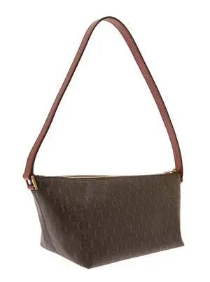 Saint Laurent Shoulder Bag 'cassandre' With Gancini And All-over Embroidery In Canvas And Brown Leather For - Multicolor