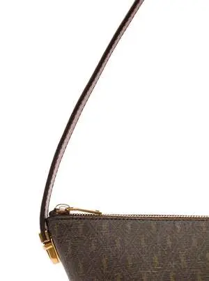 Saint Laurent Shoulder Bag 'cassandre' With Gancini And All-over Embroidery In Canvas And Brown Leather For - Multicolor