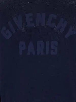 Givenchy Blue Crew Neck Sweater With Logo Lettering On The Front In Cotton For - Multicolor