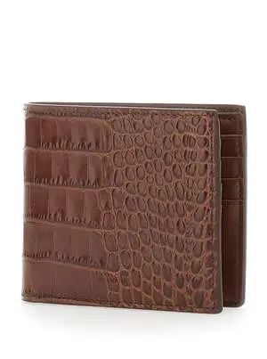 TOM FORD Brown Crocodile-embossed Leather Bi-fold Wallet For