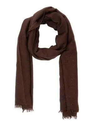 Brunello Cucinelli Brown Rectangular Scarf With Sequin Decoration In Cashmere And Silk Blend For - Multicolor