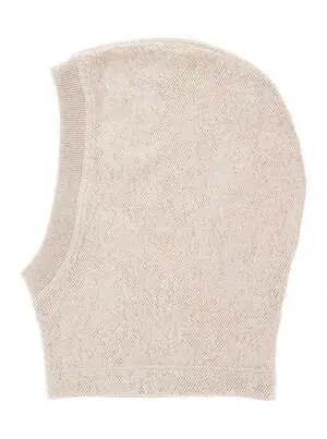 Brunello Cucinelli Beige Balaclava Hat With Ribbed Edges In Wool Blend For - Multicolor