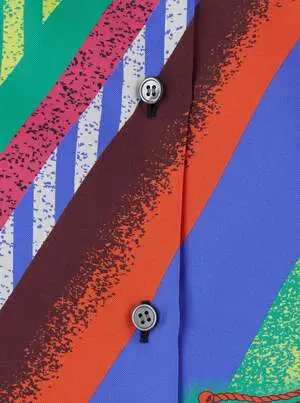 Versace Shirt With Classic Collar And All-over Print In Silk For - Multicolor